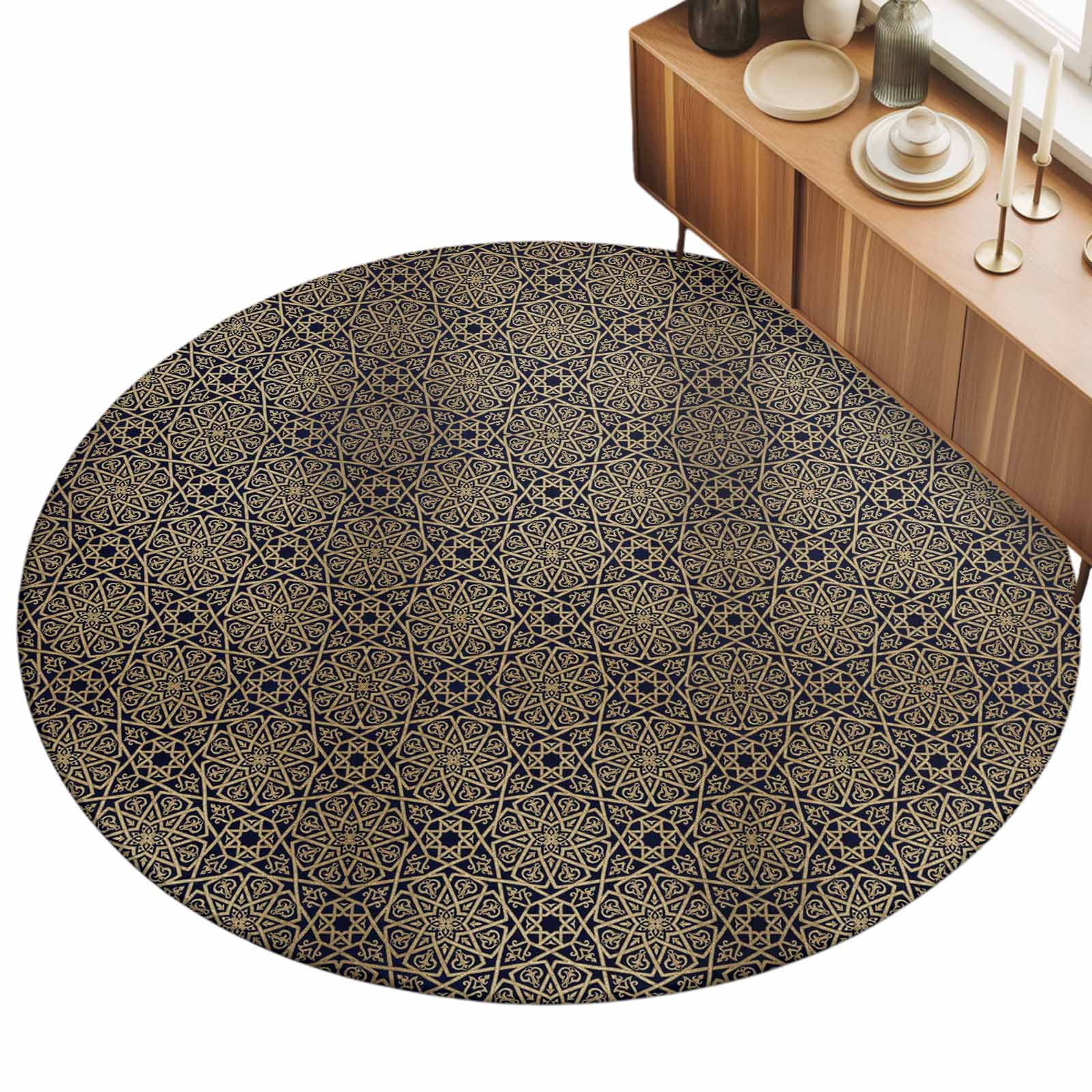 3.3ft Round Rug Vintage Abstract Area Rugs for Living Room Bedroom ...