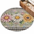 3.3ft Round Rug Vintage Daisy Floral Area Rugs for Living Room Bedroom ...