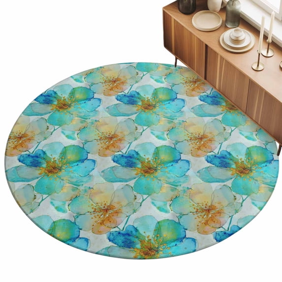 3.3ft Round Rug Watercolor Flower Area Rugs for Living Room Bedroom ...