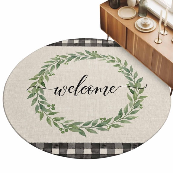 3.3ft Round Rug Welcome Area Rugs for Living Room Bedroom Washable Non ...