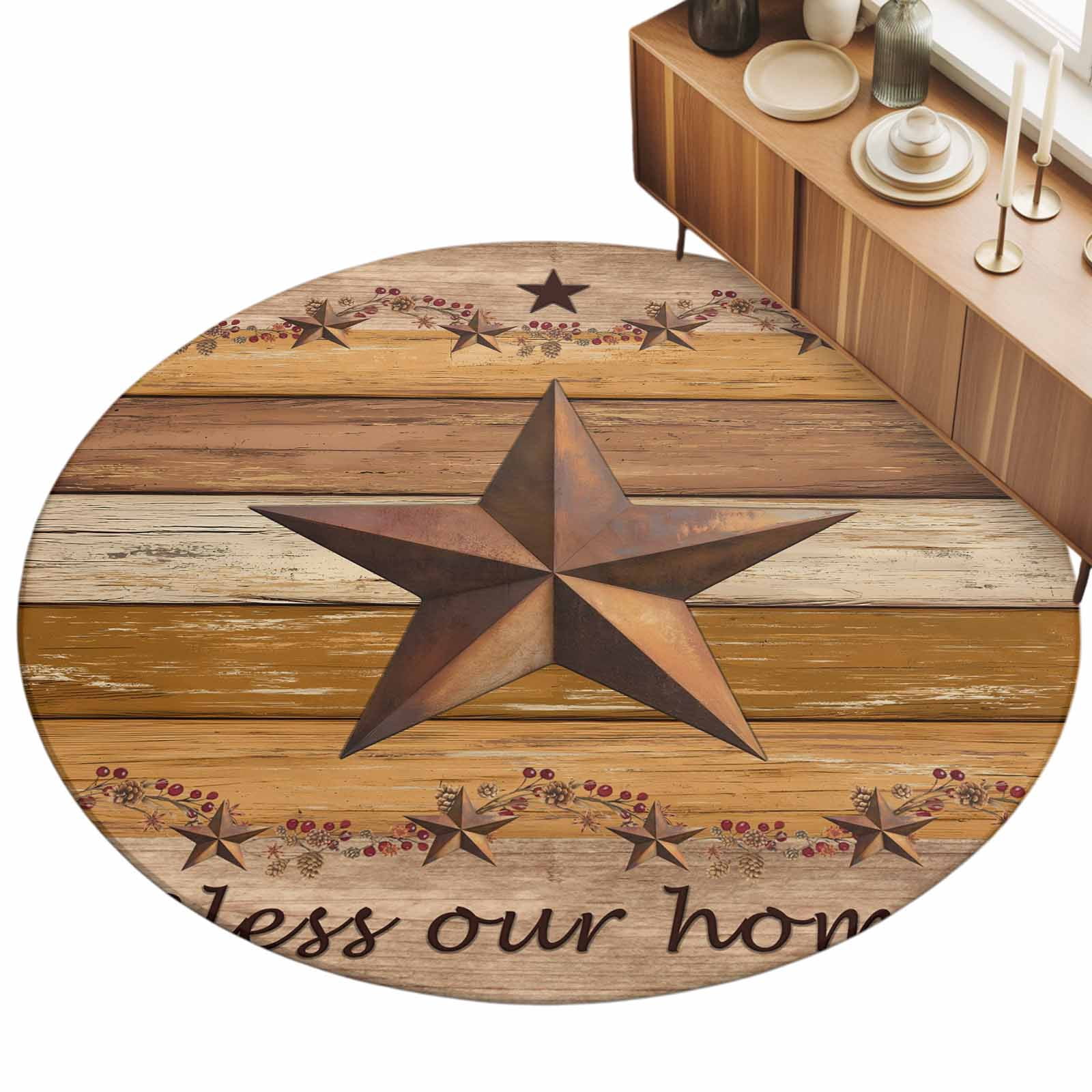 3.3ft Round Rug Western Texas Star Vintage Area Rugs for Living Room ...
