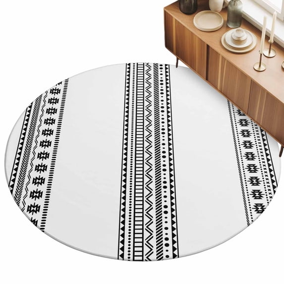 3.3ft Round Rug White Boho Area Rugs for Living Room Bedroom Washable ...