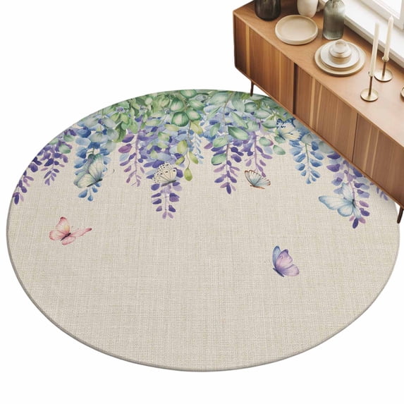 3.3ft Round Rug Wisteria Area Rugs for Living Room Bedroom Washable Non ...