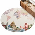 3.3ft Round Rug World Map Area Rugs for Living Room Bedroom Washable ...