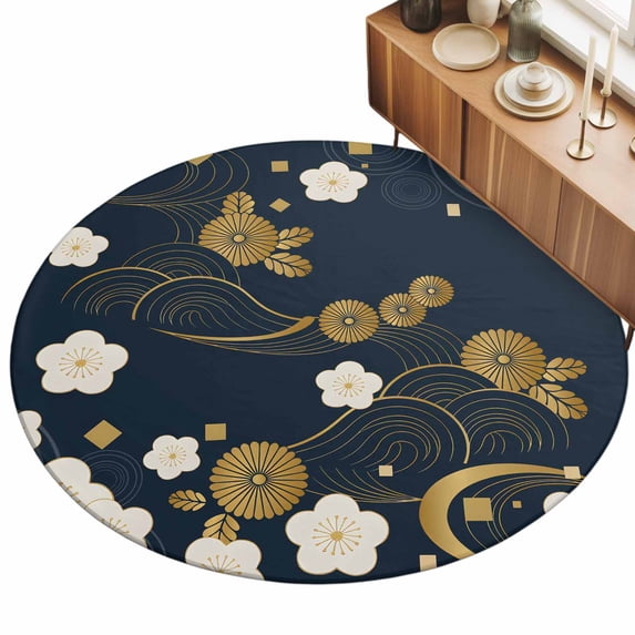 3.3ft Round Rug Yellow Flower Area Rugs for Living Room Bedroom ...