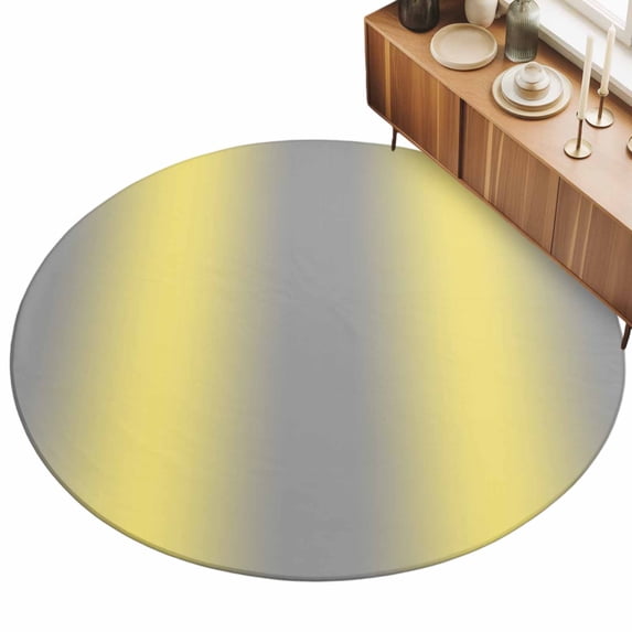 3.3ft Round Rug Yellow Grey Stripes Area Rugs for Living Room Bedroom ...