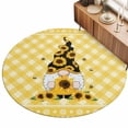 3.3ft Round Rug Yellow Plaid Area Rugs for Living Room Bedroom Washable ...