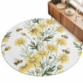 3.3ft Round Rug Yellow Spring Floral Area Rugs for Living Room Bedroom ...