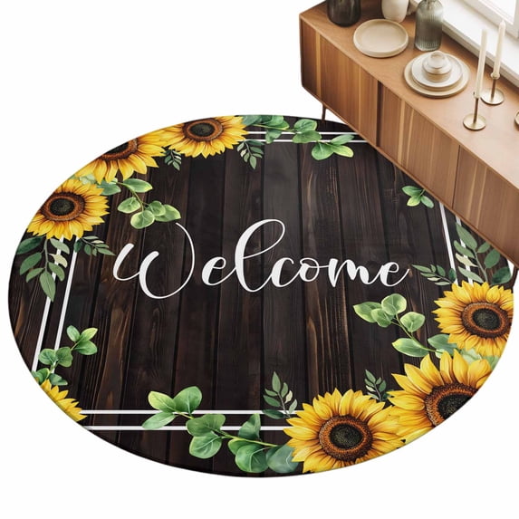 3.3ft Round Rug Yellow Sunflowers Area Rugs for Living Room Bedroom ...