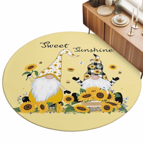 3.3ft Round Rug Yellow Sunflowers Area Rugs for Living Room Bedroom ...