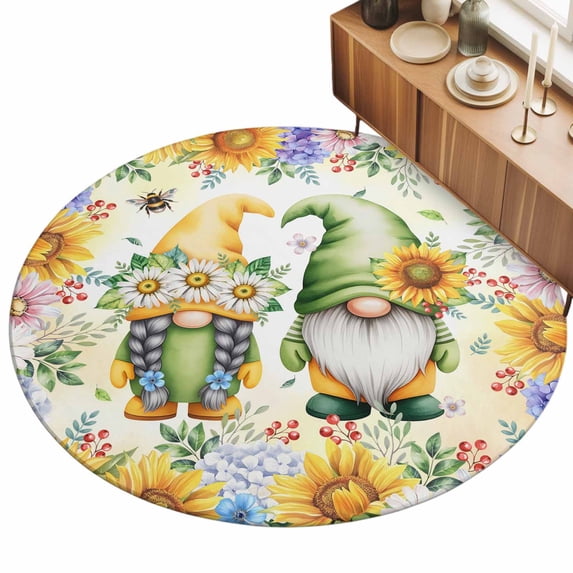 3.3ft Round Rug Yellow Sunflowers Area Rugs for Living Room Bedroom ...