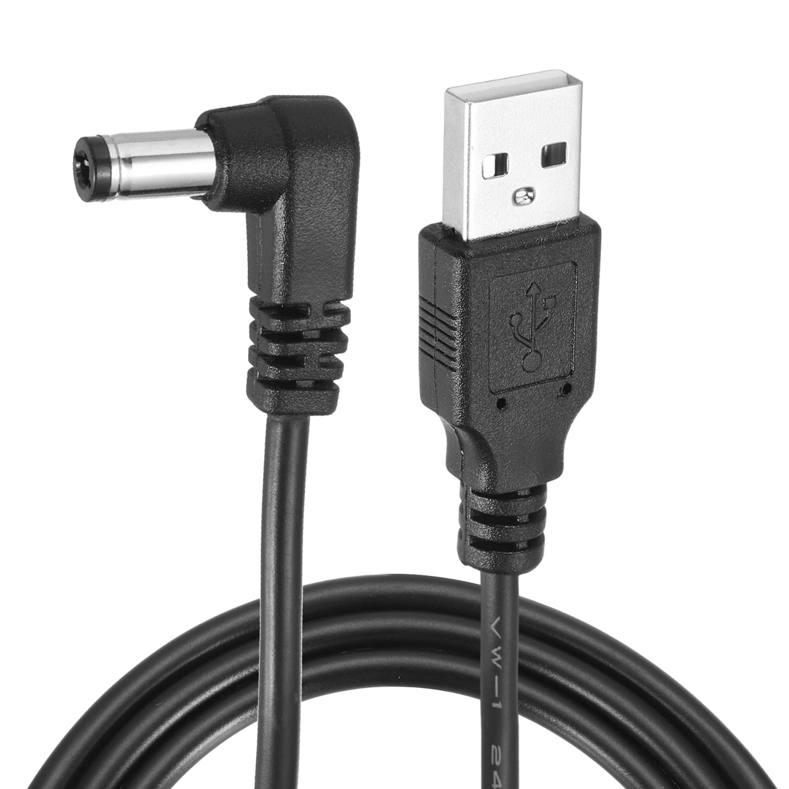 3.3ft USB A Type 5.5 x 2.5mm L-Shaped Head Power Connector, Black ...