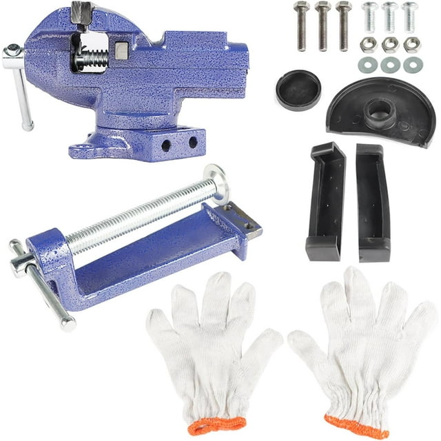 3.3in Bench Vise Blue Multi-functional Portable 360 Degree Swivel Base ...