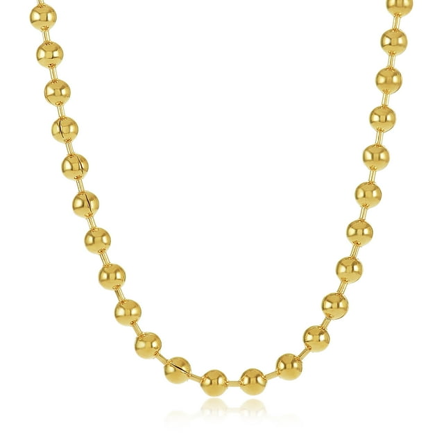 3.3mm 14k Yellow Gold Plated Ball Military Choker Chain Necklace, 16 ...