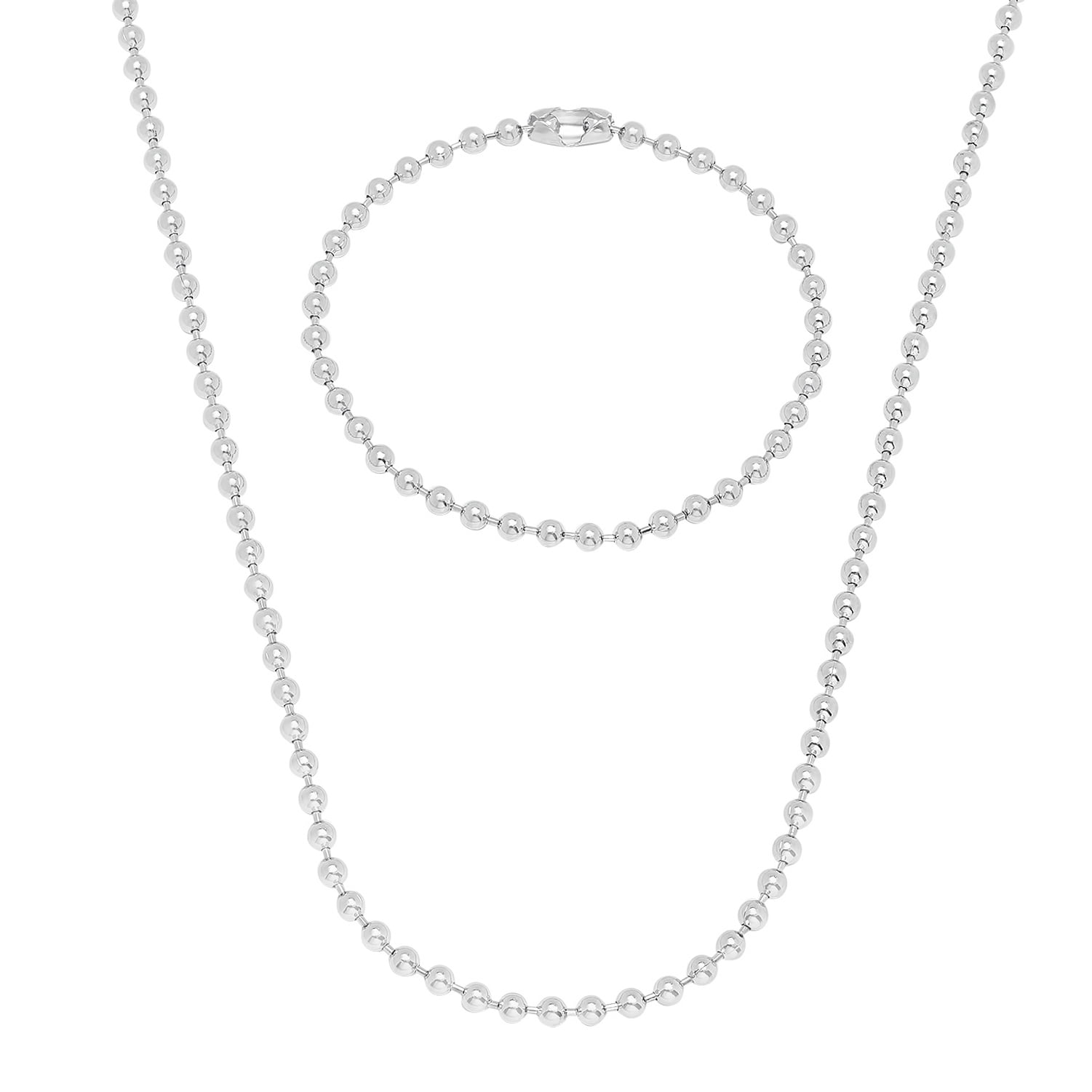 3.3mm 14k Yellow Gold Plated Military Ball Chain Necklace + Bracelet ...