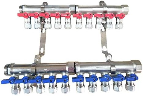 3/4" 10 -Loop/Port Ball Valve Brass Pex Manifold for 1/2" Pex Tubing w ...