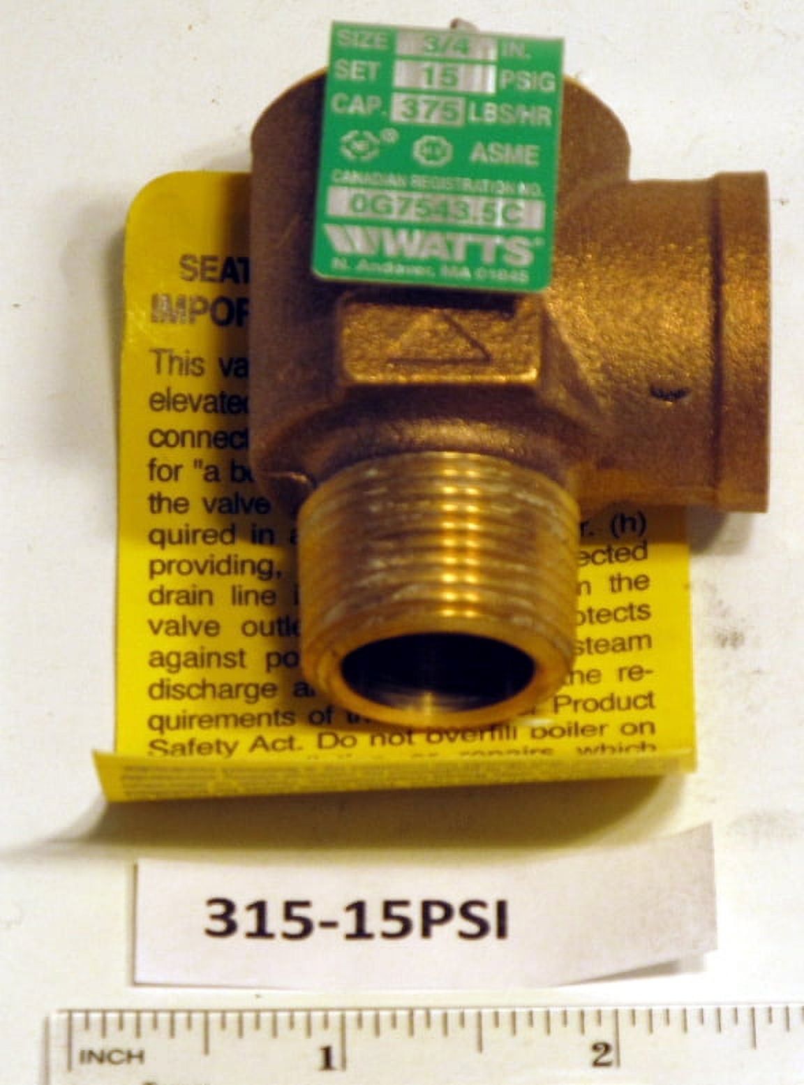 Watts 315M2 Steam Safety Relief Valve 3/4 Inch 15 PSI - Walmart.com