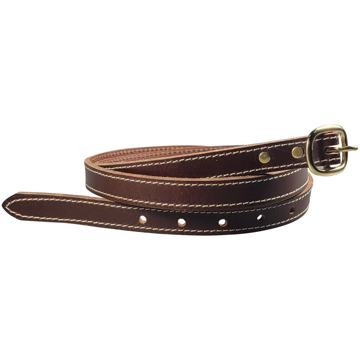 3/4" (19mm) Full Grain Stitched Belt (Mahogony, 26 for 24" Waist ...
