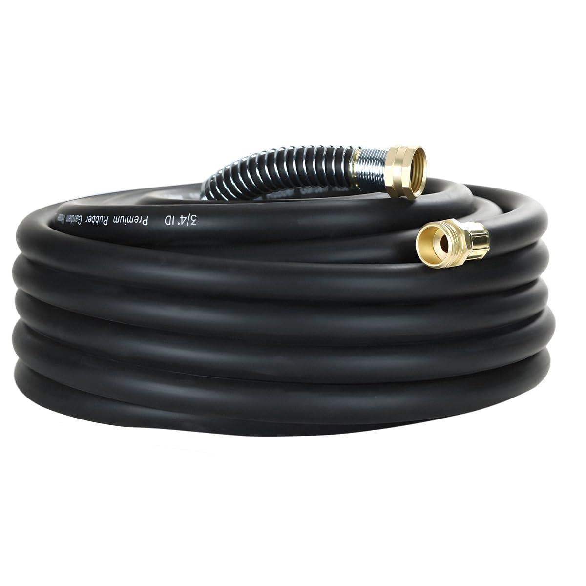 3/4 25FT Male to Female Black Heavy Duty Rubber Garden Hose - Walmart.com