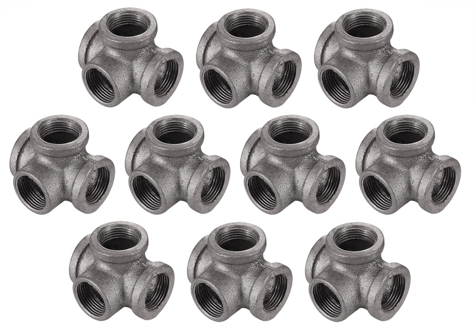 3/4" 4-Way Side Outlet Tee Pipe Fitting,Industrial Malleable Cast Iron ...