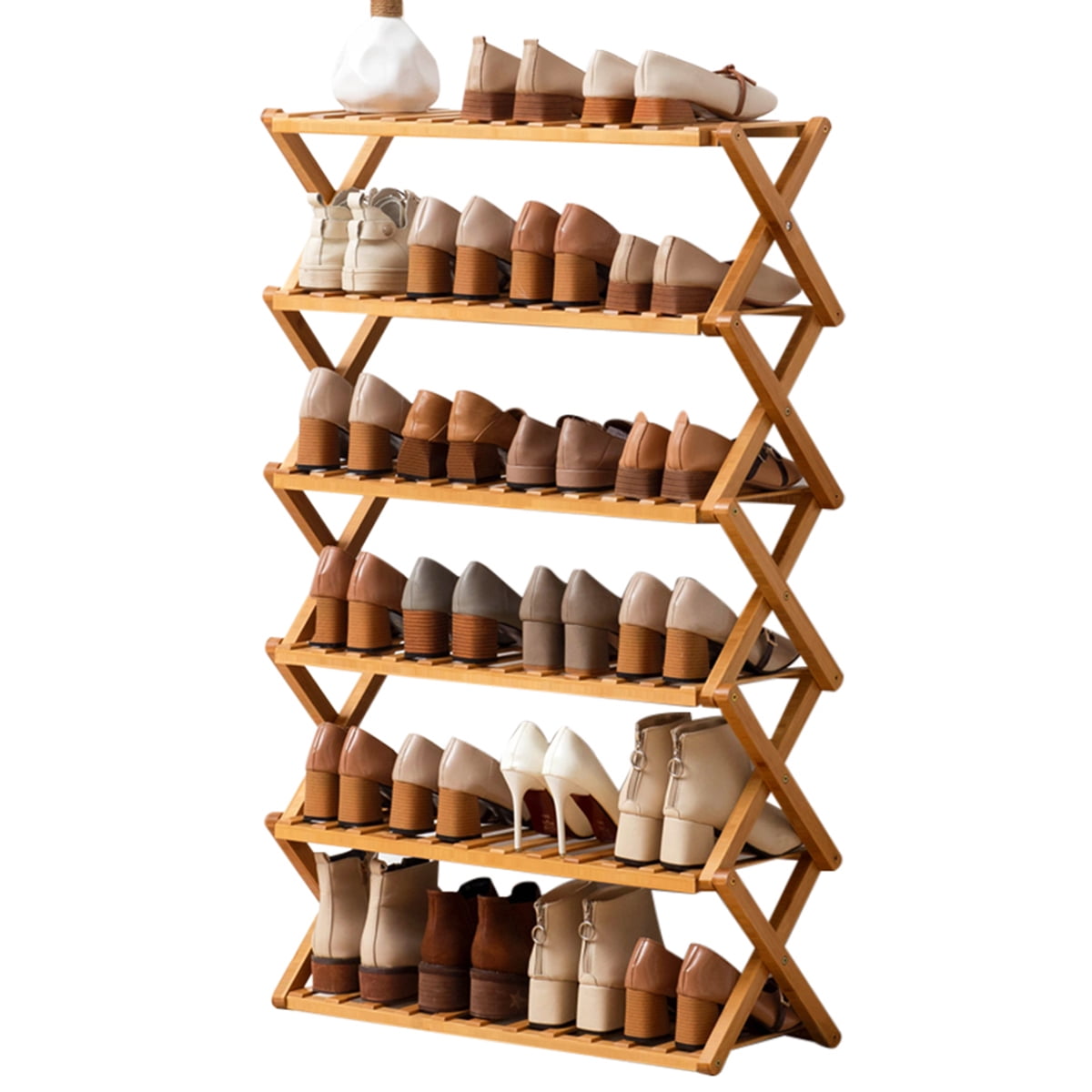 3/4/5/6 Tier Bamboo Shoe Storage Rack, Sturdy Shoe Shelf Shoe Rack ...