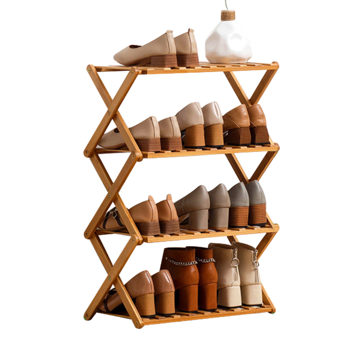 3/4/5/6 Tier Bamboo Shoe Storage Rack, Sturdy Shoe Shelf Shoe Rack ...
