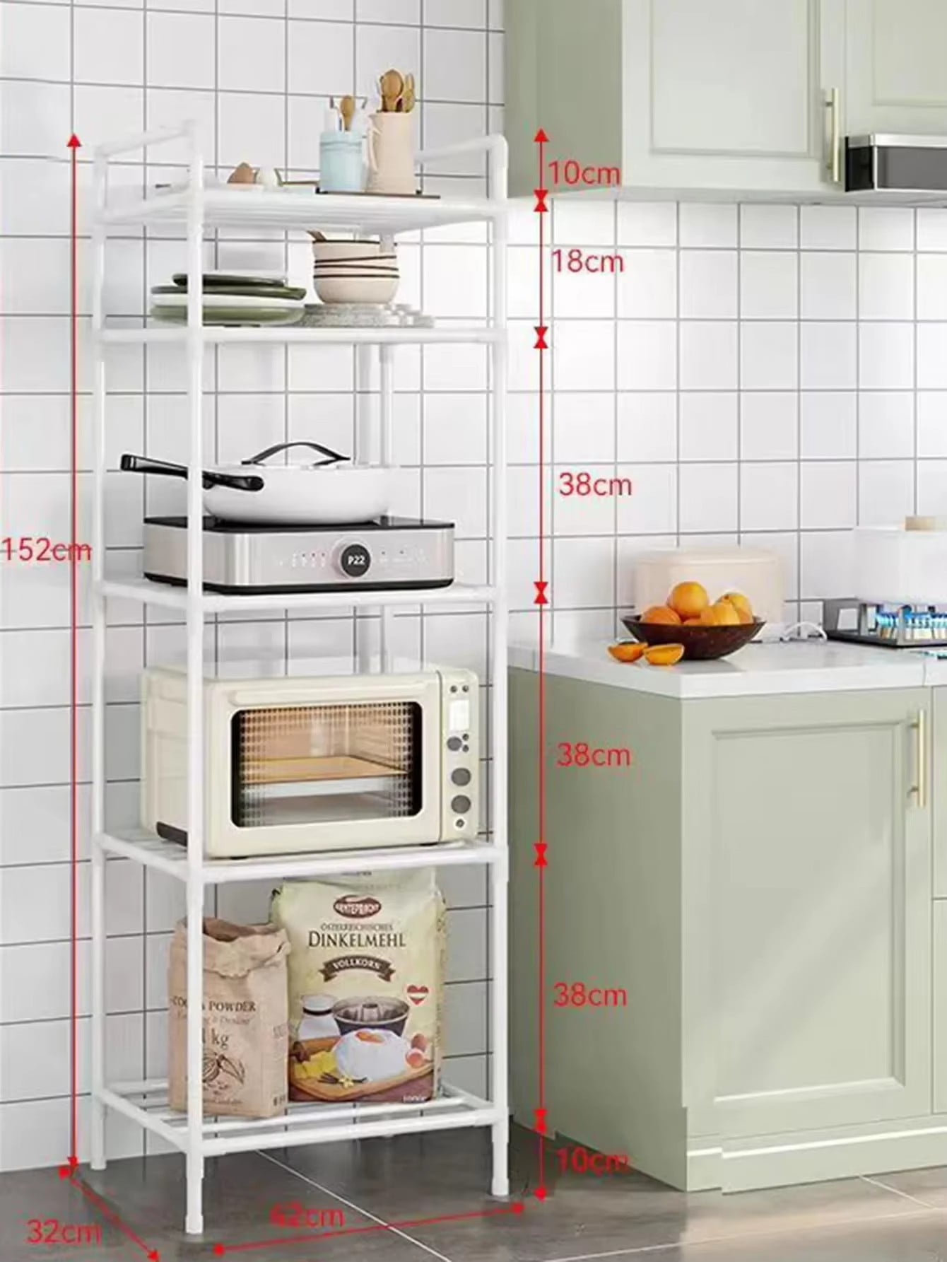 3/4/5/6Layers Kitchen Storage Rack Movable Household Trolley Organizer ...