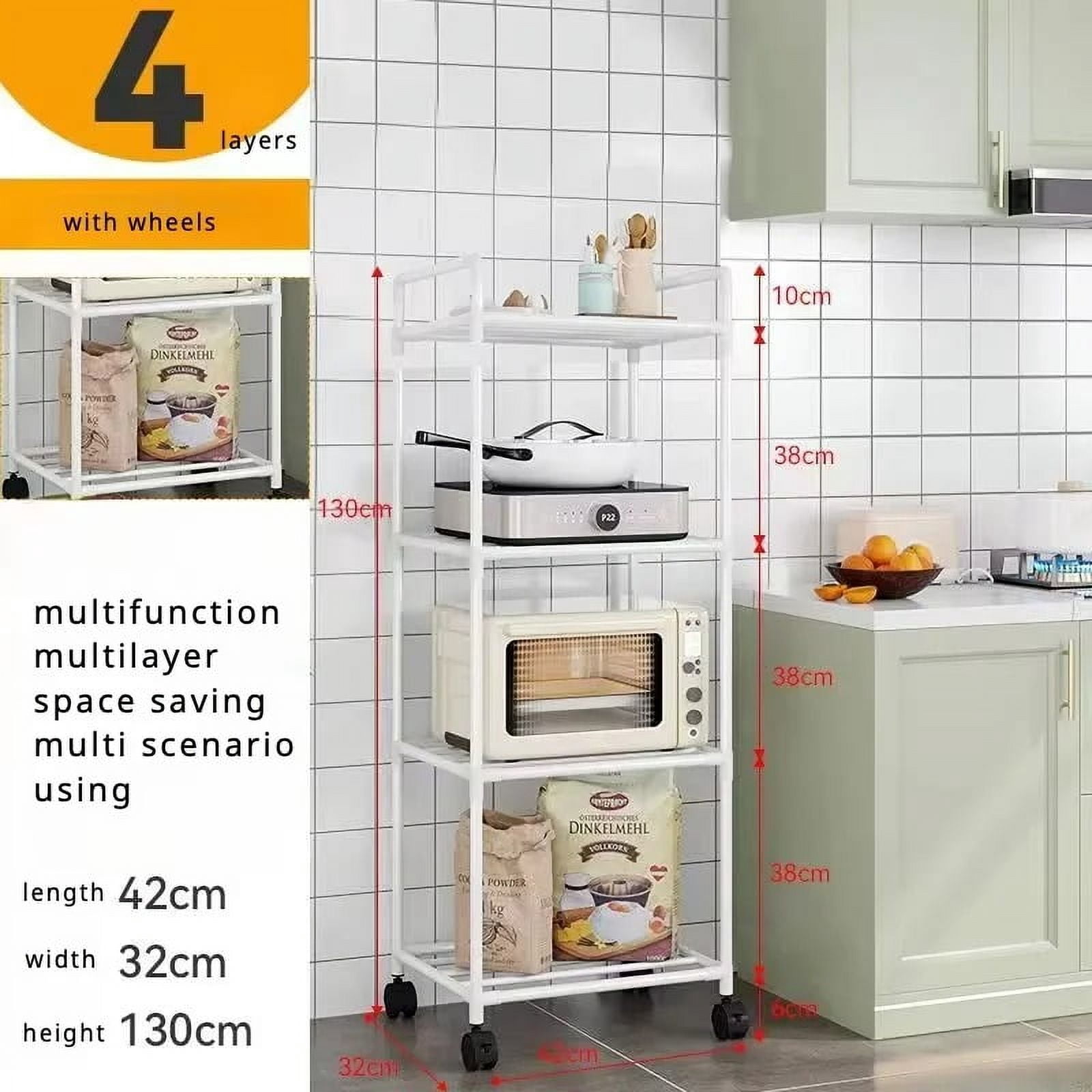 3/4/5/6Layers Kitchen Storage Rack Movable Household Trolley Organizer ...