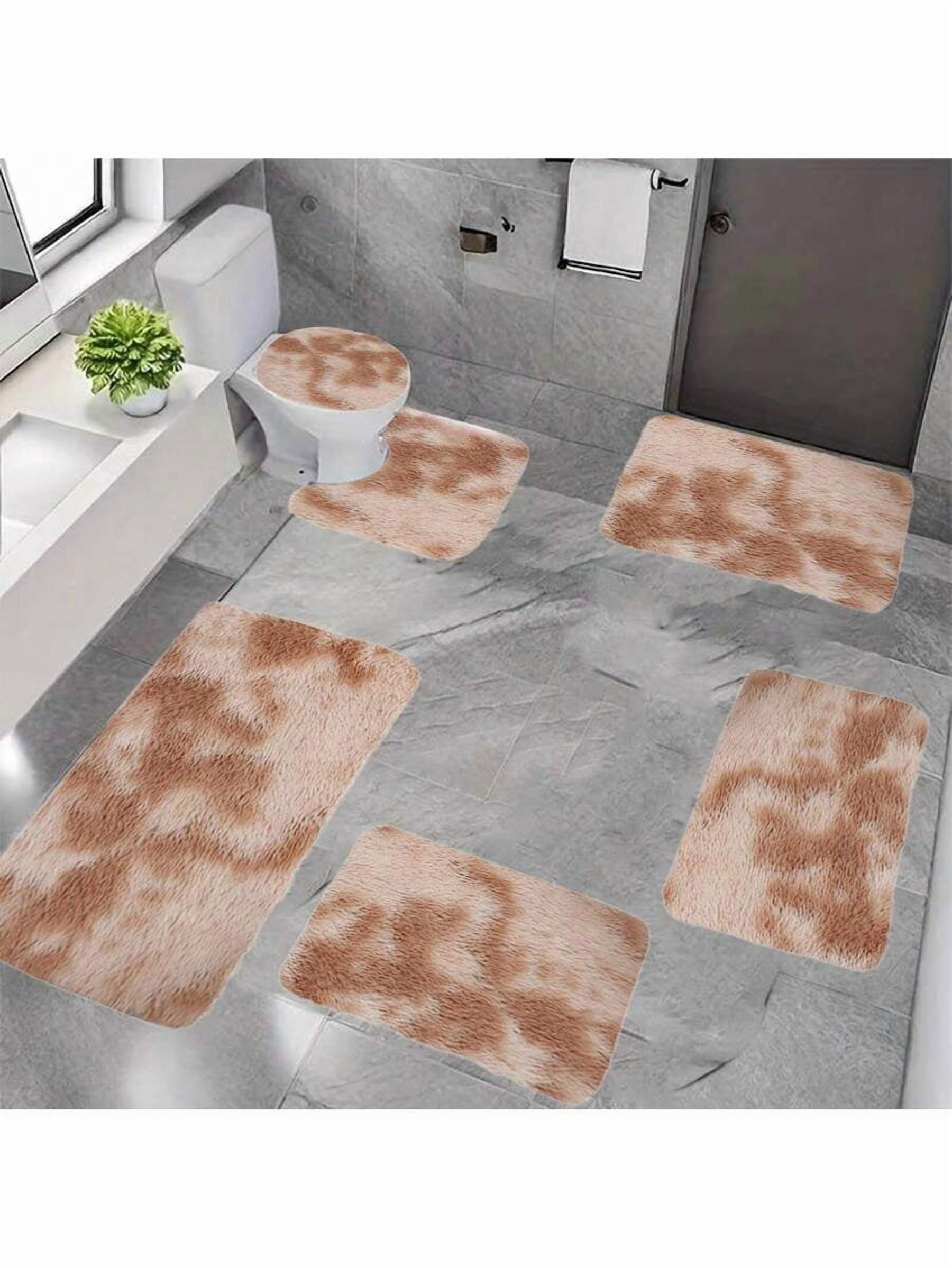 3/4/5/6PCS Mixed Color Bathroom Rugs - Soft Non-Slip Thick Toilet Mats ...