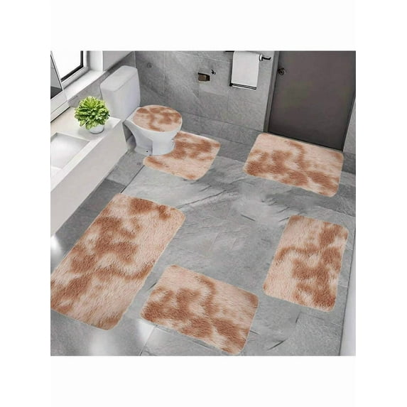 3/4/5/6PCS Mixed Color Bathroom Rugs - Soft Non-Slip Thick Toilet Mats ...