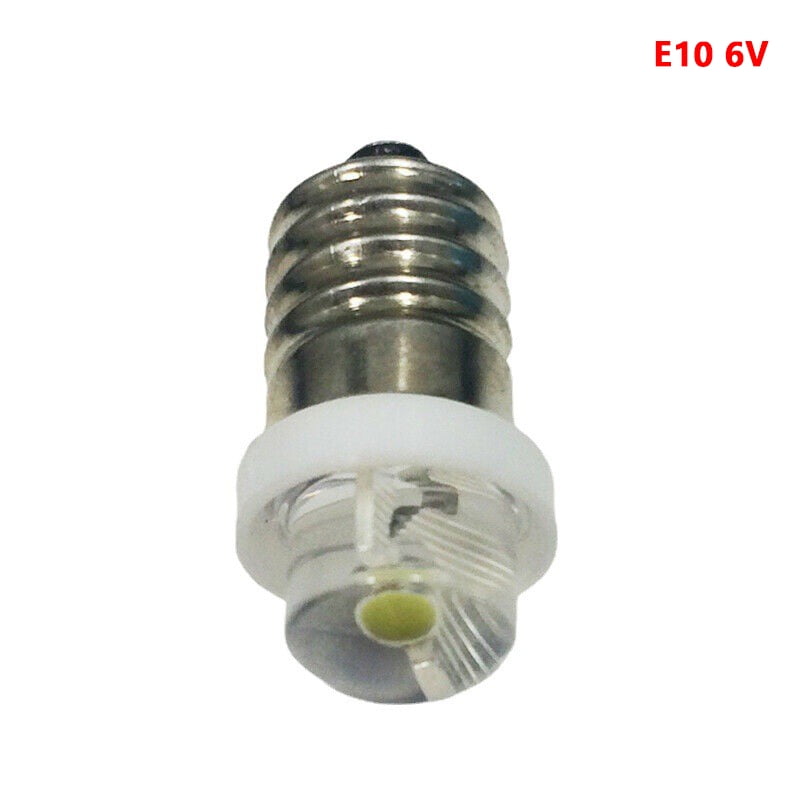 3/4.5/6V 0.5W Torch Bulb 6000K White LED E10 Socket Replacement Bulb ...