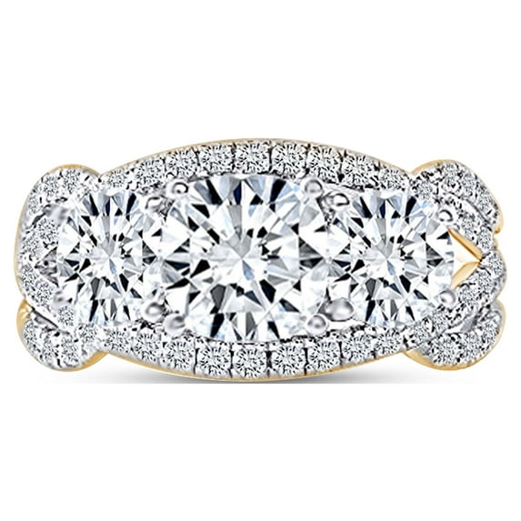 AFFY 3 4/5 Carat 14K Yellow Gold Plated 925 Sterling Silver Center 6mm ...