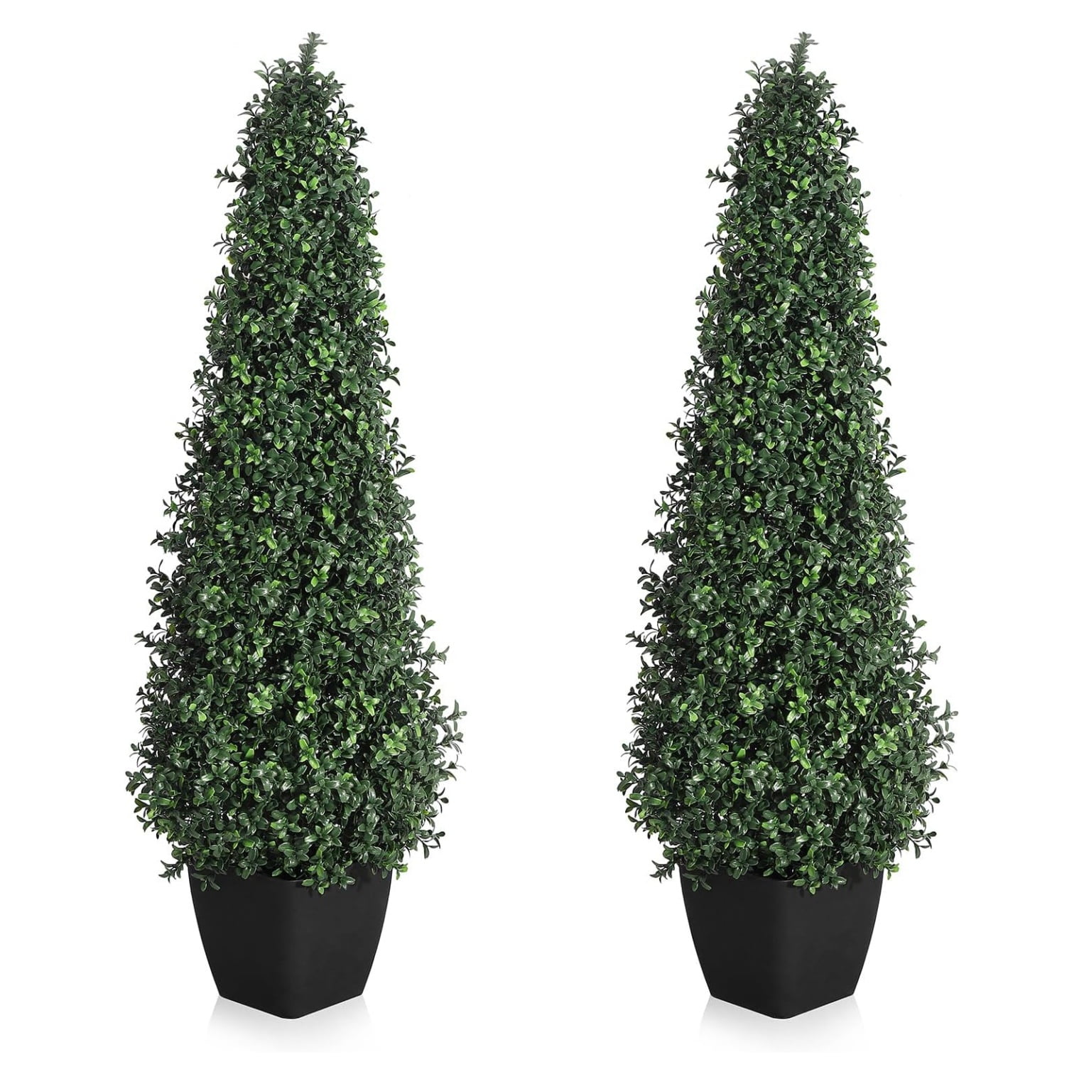 3/4/5 FT Artificial Boxwood Topiary Trees,2Pack Faux Topiaries Tree ...