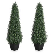 Costway 22'' UV Resistant Artificial Cedar Topiary Ball Tree 2-Pack ...