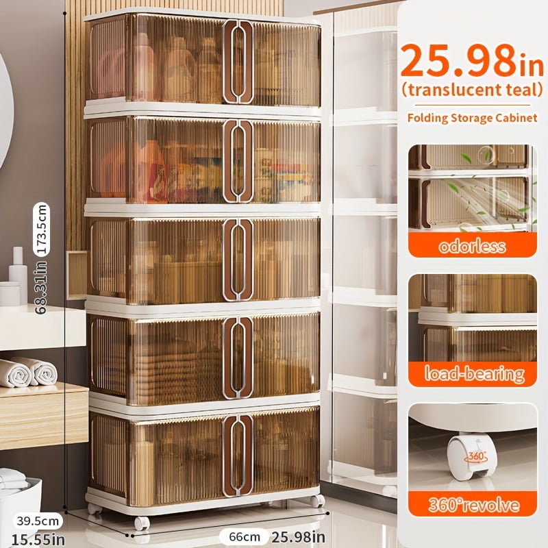 3/4/5-Layer Stackable Plastic Storage Cabinet System Large Capacity ...