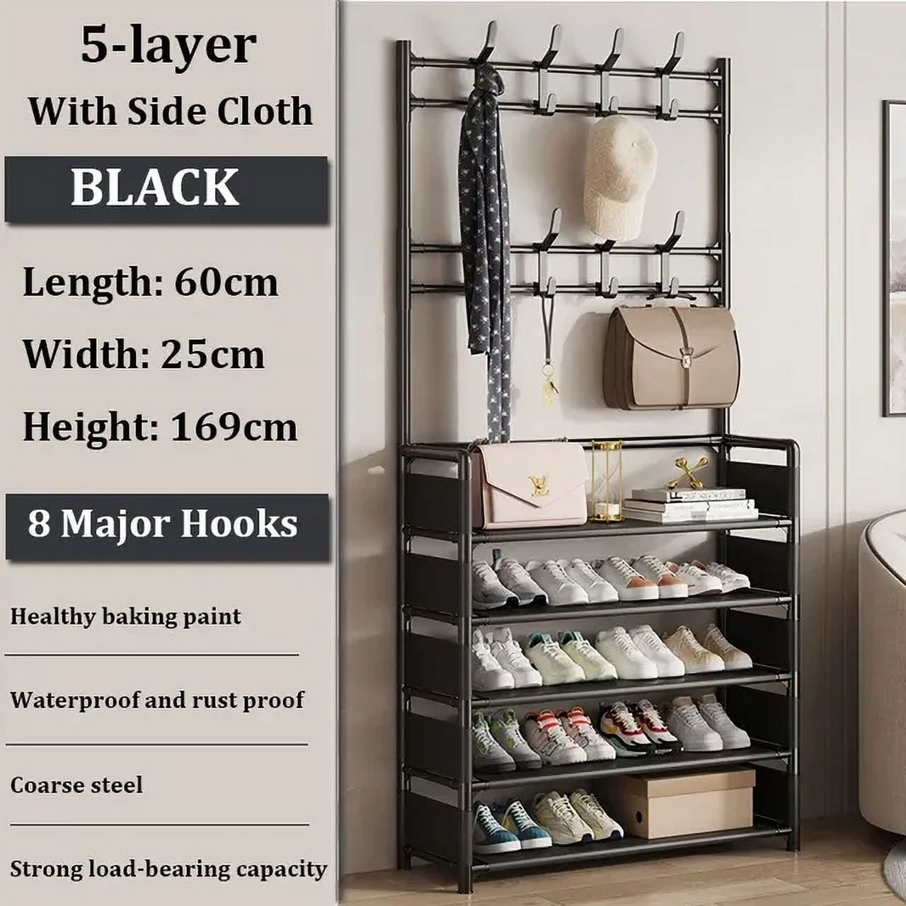 3/4/5 Layers Floor Shoe and Hat Rack Strong Living Room Organizer ...