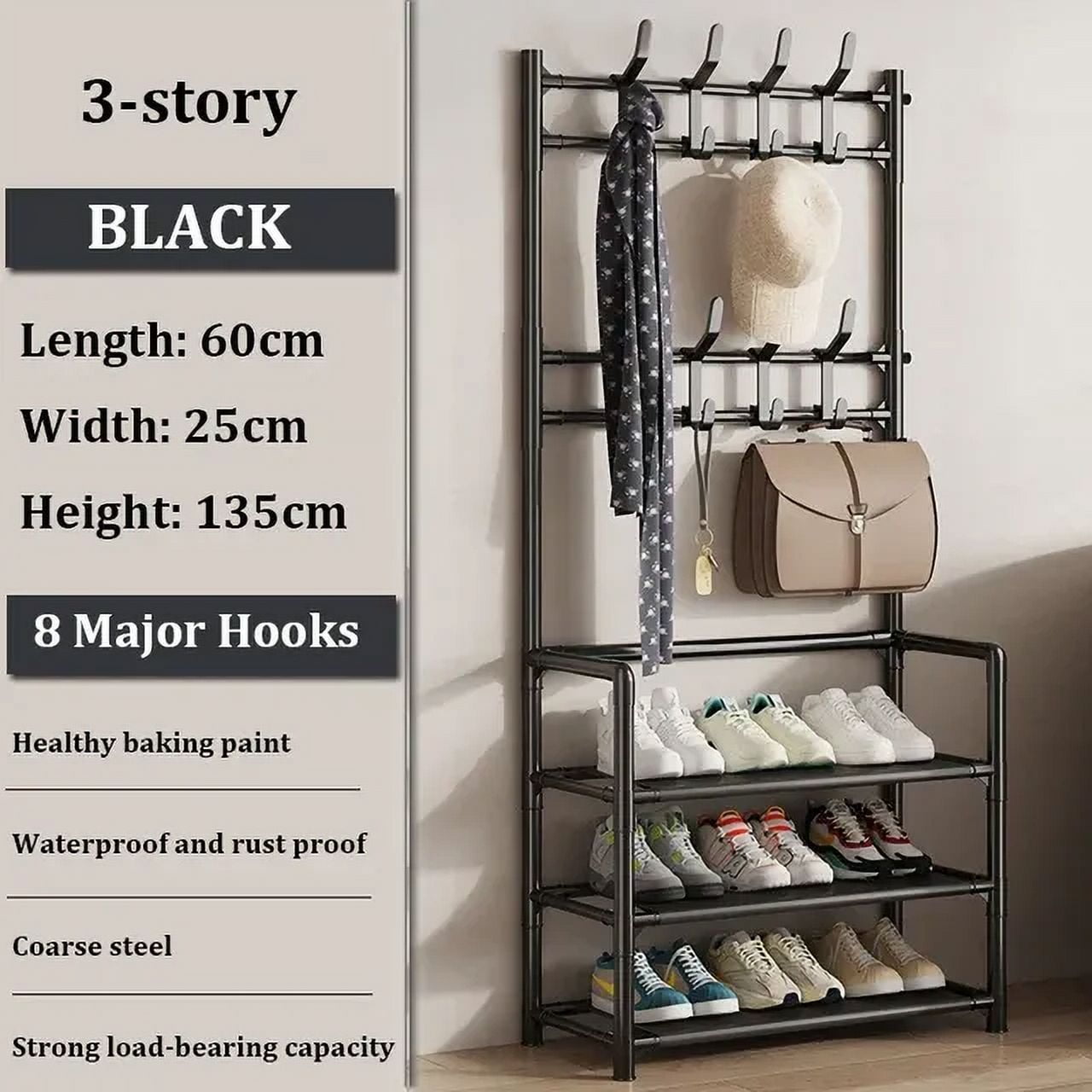 3/4/5 Layers Floor Shoe and Hat Rack Strong Living Room Organizer ...