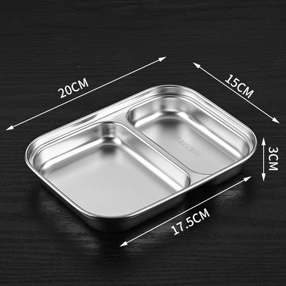 3/4/5 Sections Stainless Steel Divided Dinner Tray Lunch Container Food ...