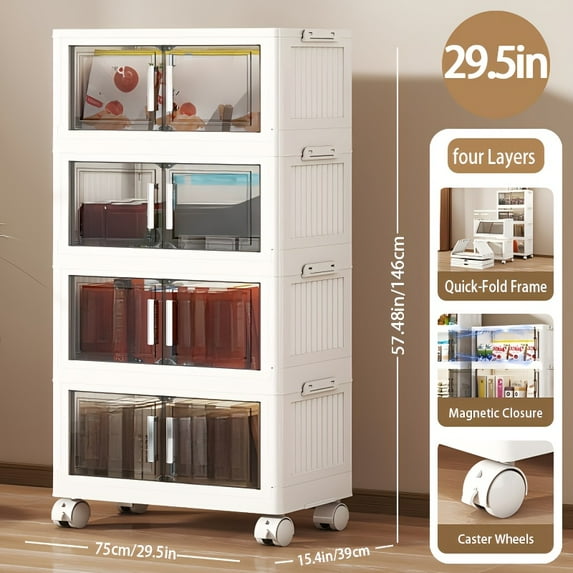 3/4/5-Tier 29.5" Extra-Large Foldable Storage Cabinet With Lids ...