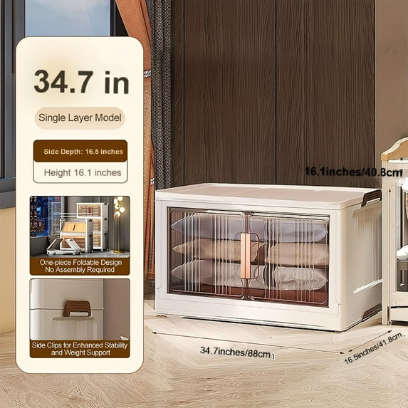 3/4/5-Tier 34.7" Extra-Wide Foldable Storage Trunks with Lids ...