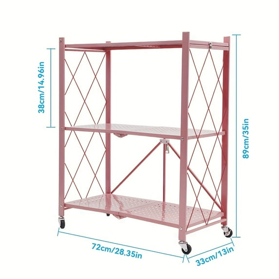 3/4/5-Tier Heavy-Duty Foldable Storage Shelf - Lockable Wheels Carbon ...