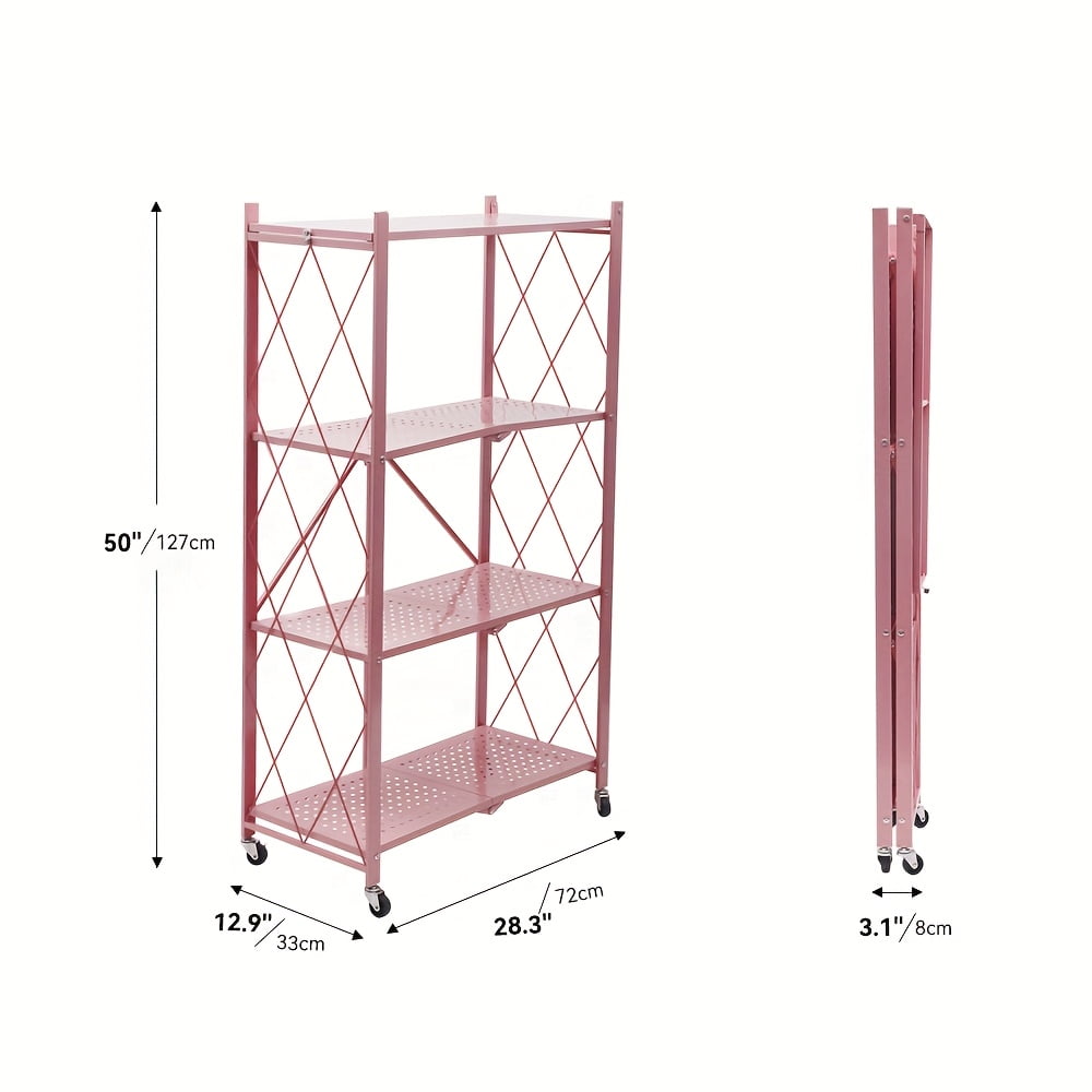 3/4/5-Tier Heavy-Duty Rolling Storage Cart - Lockable Shelves, Folding ...