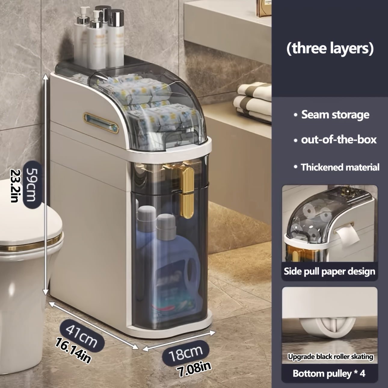 3/4/5-Tier Narrow Storage Organizer with Clear Plastic Drawers - No ...