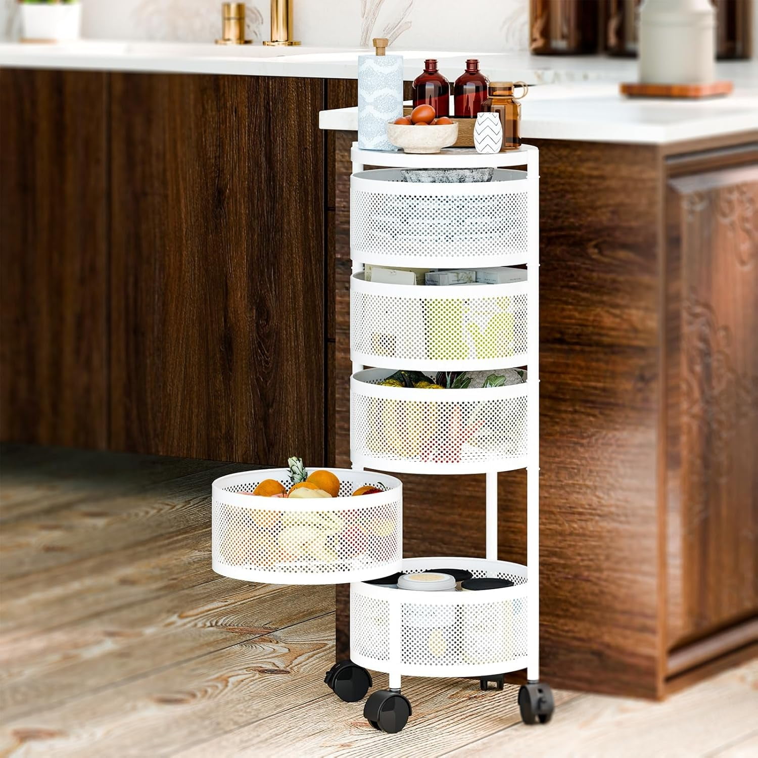 3/4/5 Tier Rotating Storage Rack, Fruit Basket for Kitchen, Large ...