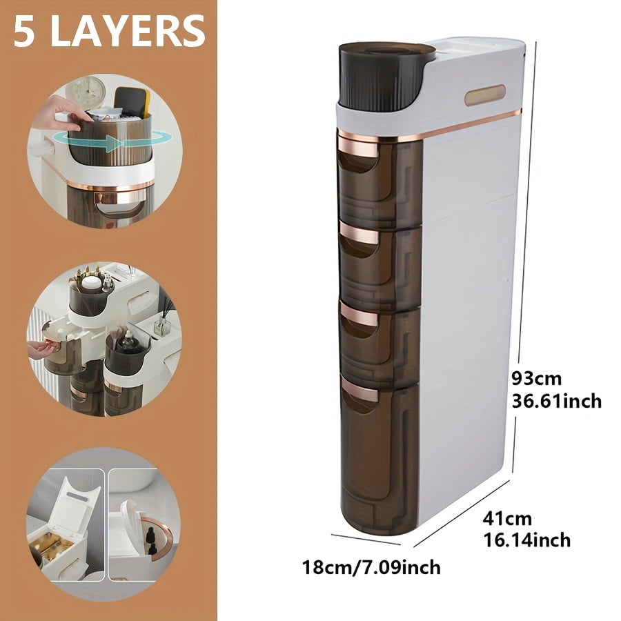 3/4/5-Tier Slim Bathroom Storage Cabinet - 6.7" Narrow Floor Organizer ...