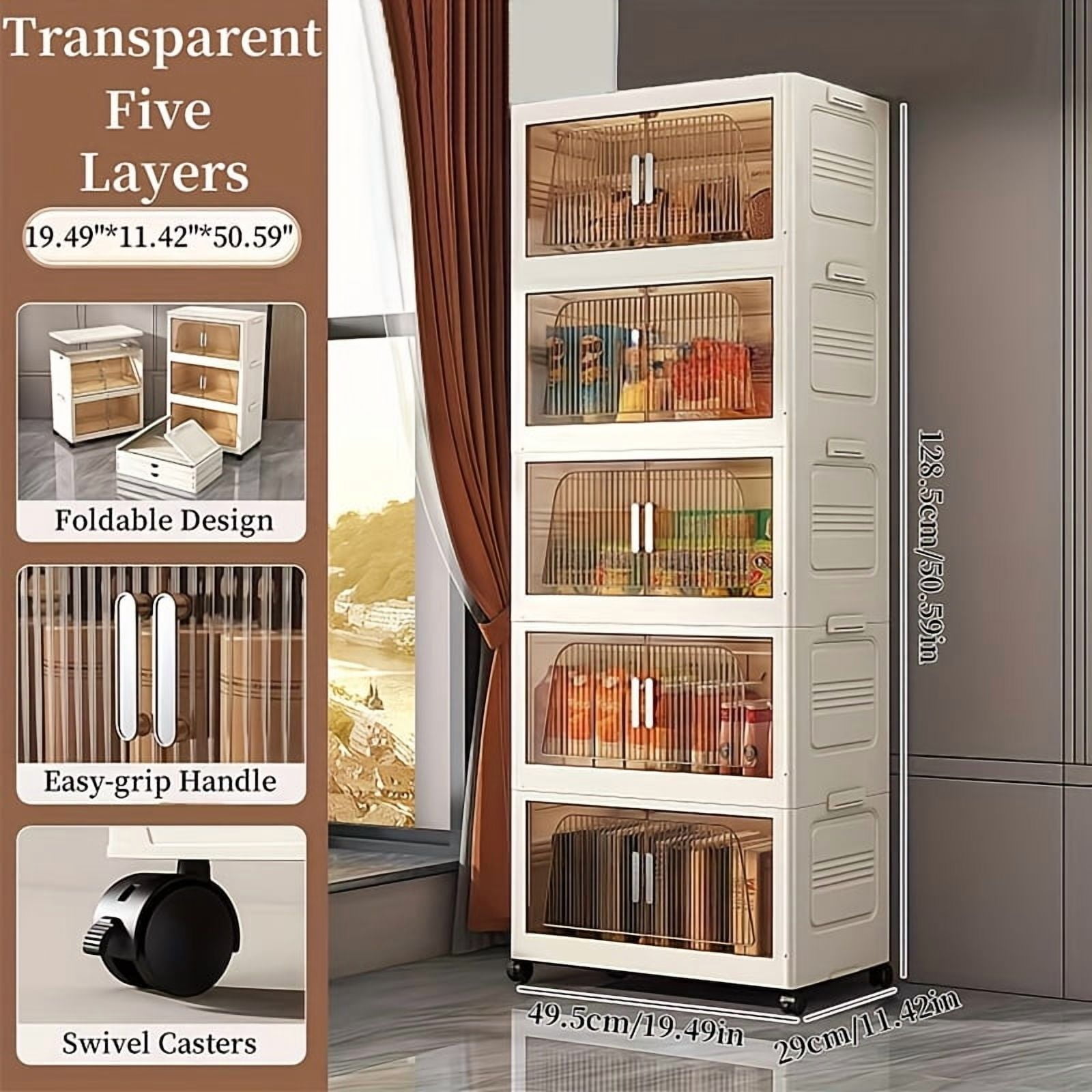 3/4/5-Tier Stackable Storage Cabinets - Foldable Wardrobe Organizers ...