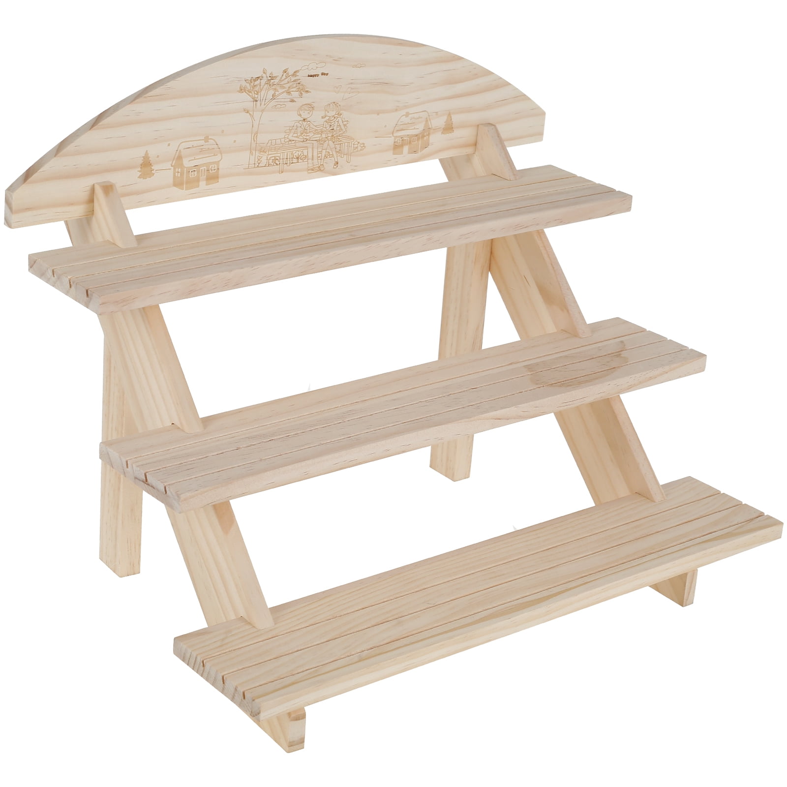 3/4/5 Tier Wood Display Riser Solid Display Shelves Versatile Wood ...