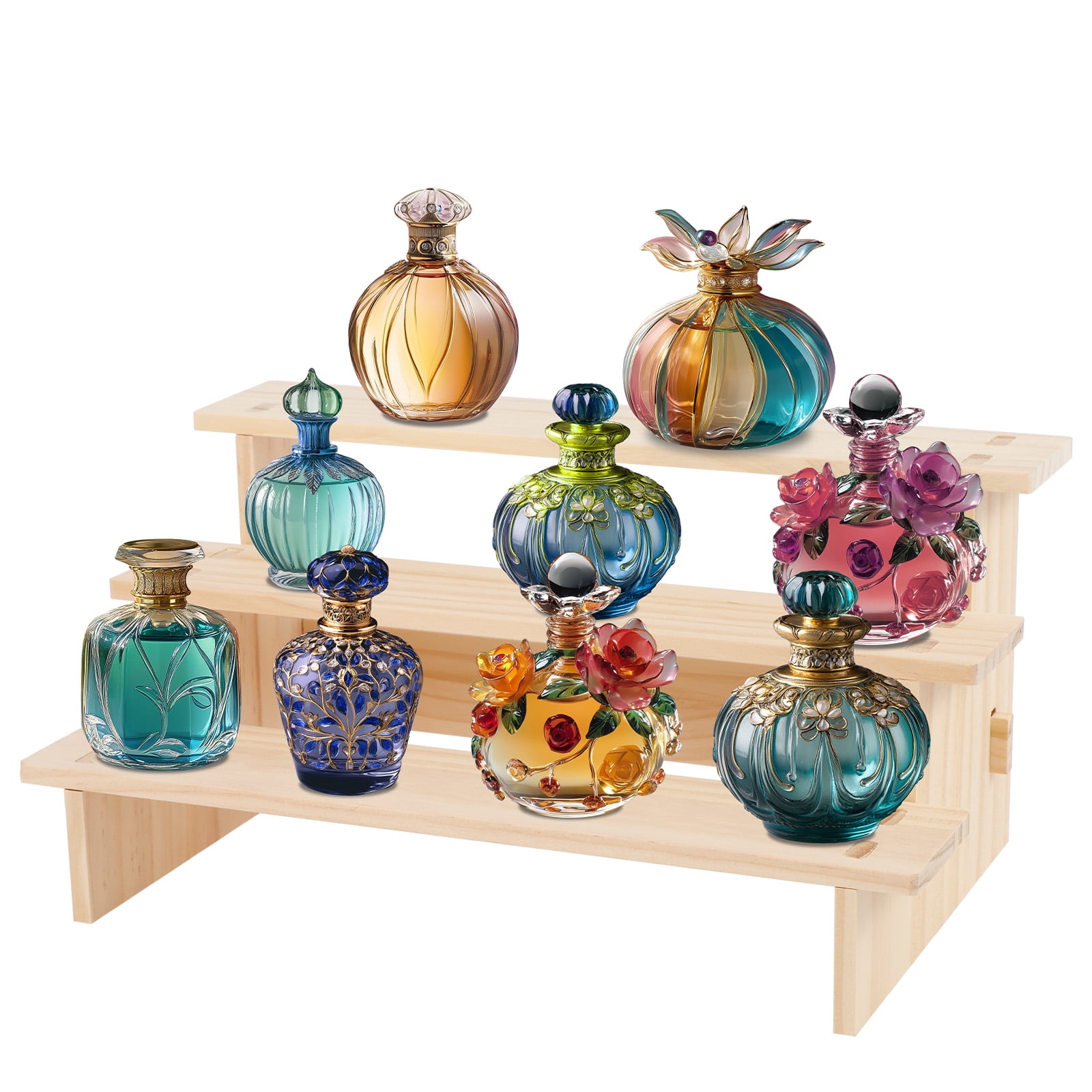 3/4/5 Tiers Spice Rack Stable Wood Display Riser Stand Elegant Spice ...