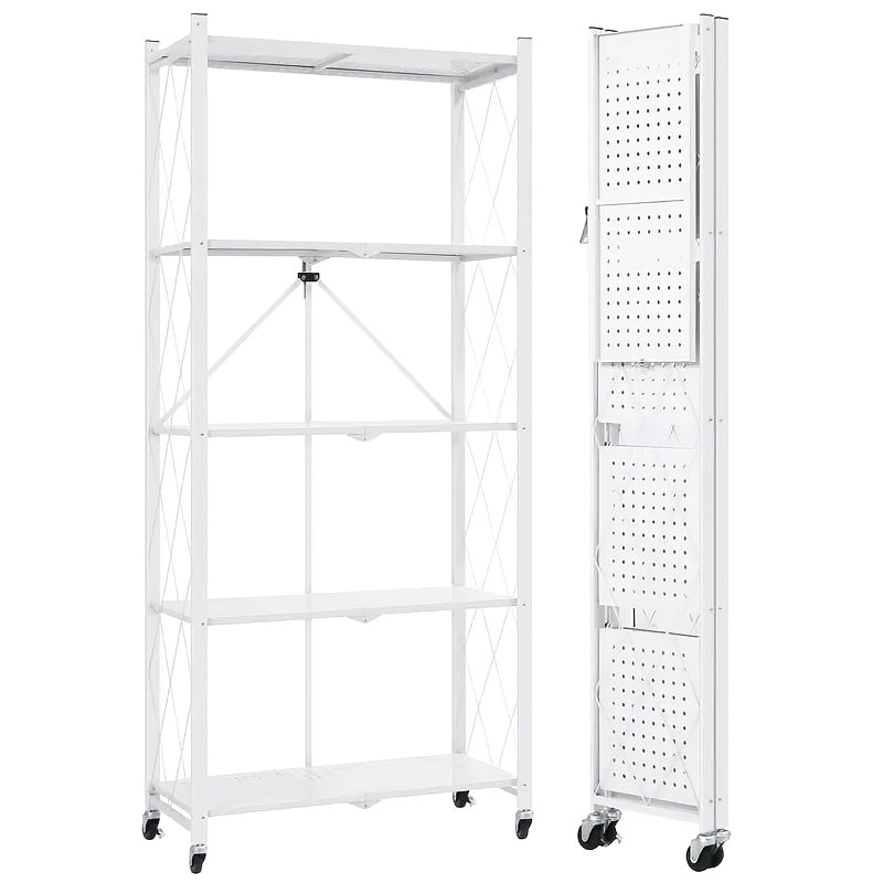 3/4/5 layer unassembled wheeled metal storage rack - Foldable and space ...