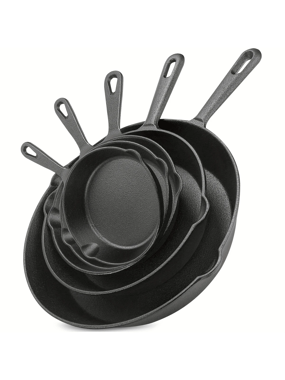 3/4/5PCS Cast Iron Skillet, Frying Pan With Drip Spout, Pre-Cooked Oven ...